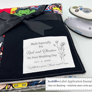 Wedding Quilt Label for Handmade Blanket | Custom Printed Patch, Cotton ...