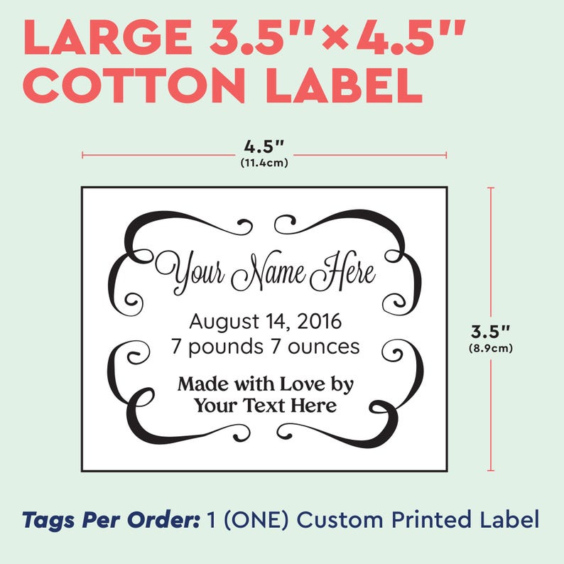 Swirl Frame Label, Personalized Label for Handmade Blanket, Custom Tags ...
