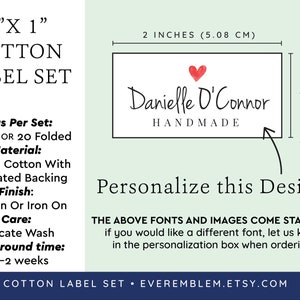 Fabric Labels Personalized Gift Iron on Label Quilt Labels | Etsy