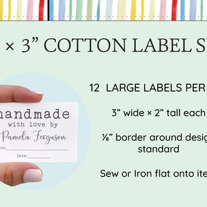 Set of 12 Sewing Labels, Iron on or Sew on Quilt Tags, Personalized ...