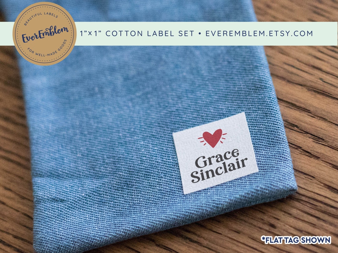 Set of Flat or Fold Over Label, Fabric Labels, Quilt Label, Knitting ...