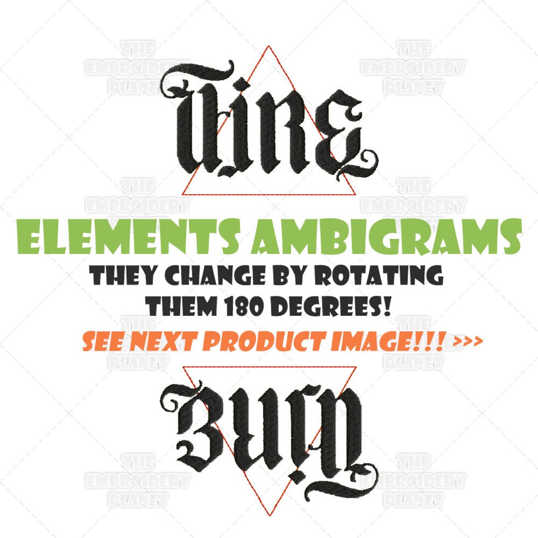 Pagan Embroidery, Four Elements, Ambigram Embroidery, Word Art ...