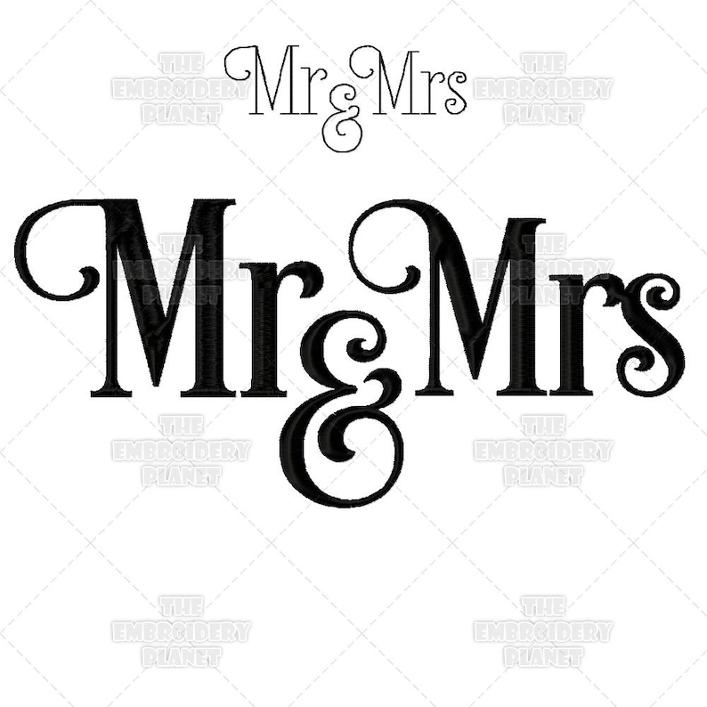 Mr and Mrs Calligraphy Machine Embroidery Design (instant Download) - Etsy