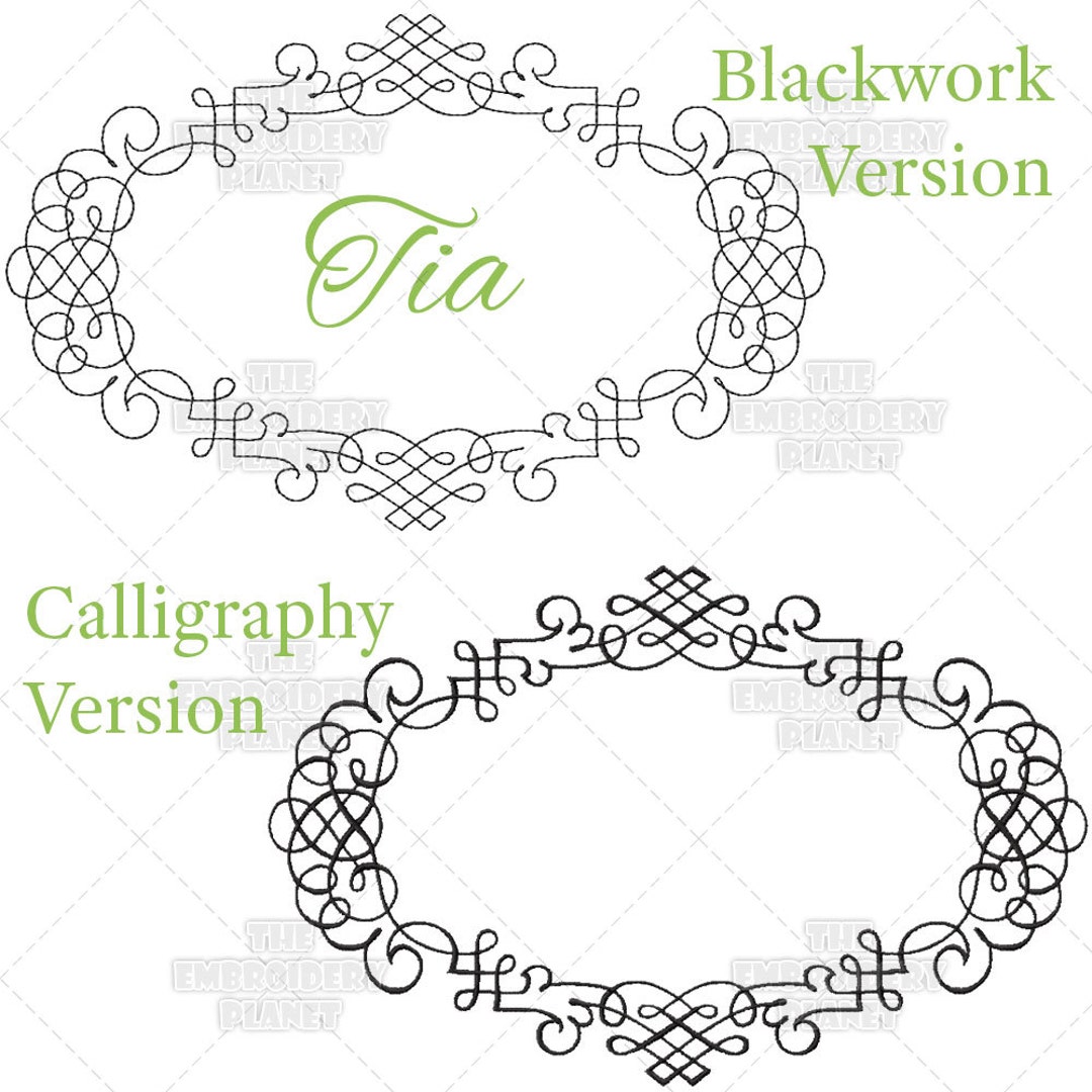 Tia Monogram Font Frame Machine Embroidery Pattern Design - Etsy