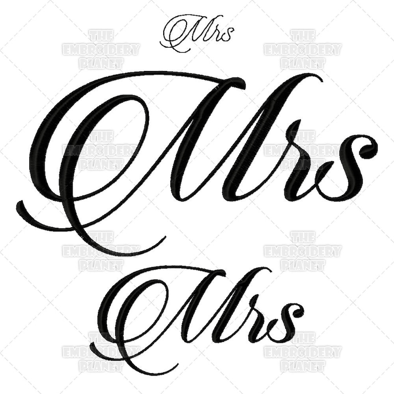 Mr and Mrs Embroidery Design: Calligraphy Wedding Pattern (digital ...