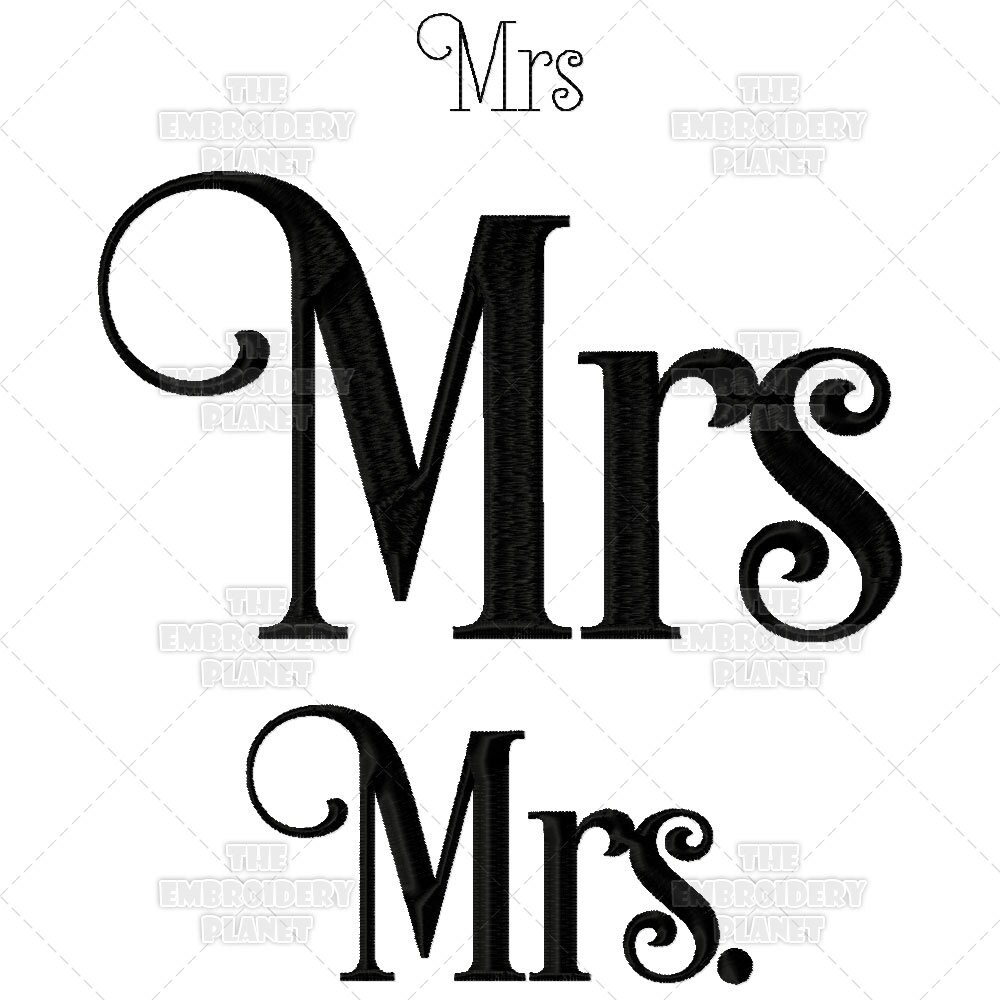 Mr and Mrs Calligraphy Machine Embroidery Design (instant Download ...