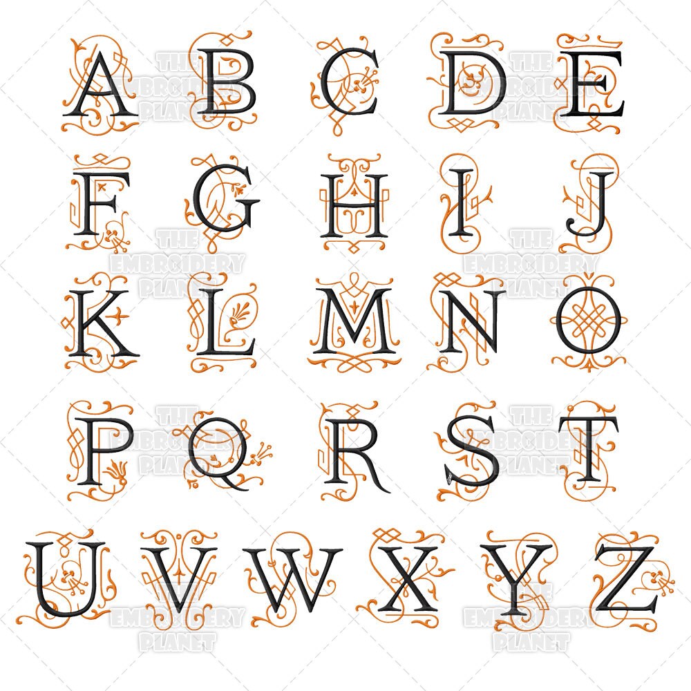 Font embroidery script embroidery 5 Sizes Elegance | Etsy