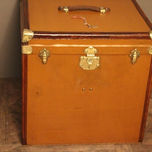 1930s Light Brown Canvas Extra Large "cube Shape" French Hat Trunk ...