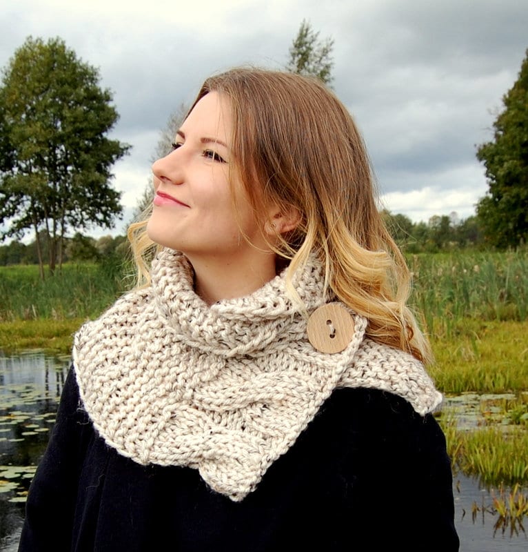 KNITTING PATTERN Cable Knit Button Cowl Pattern / Scarf / | Etsy