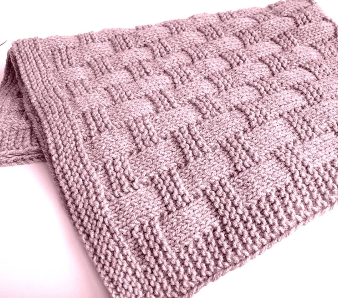 KNITTING PATTERN Baby Blanket Beginner Easy Waffle Baby Boy Baby Girl ...