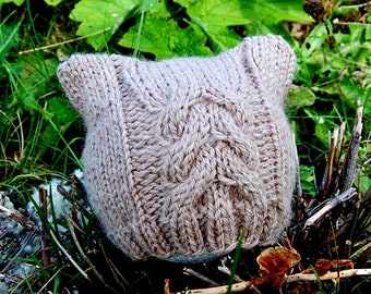 KNITTING PATTERN Cable Knit Baby Cat Kit Hat Pattern | Etsy