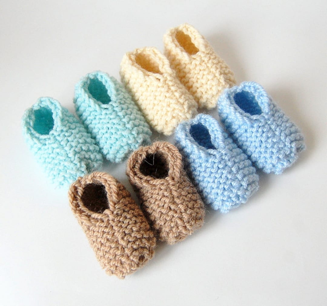 KNITTING PATTERN Easy Baby Booties for Baby Boy / Baby Girl , Newborn ...
