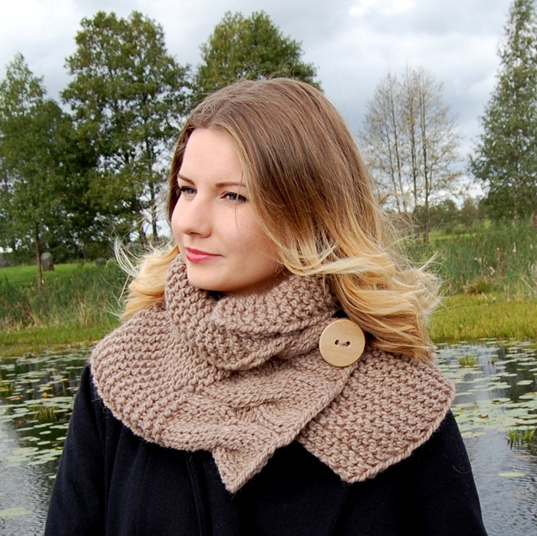 KNITTING PATTERN Cable Knit Button Cowl Pattern / Neck Warmer Pattern ...
