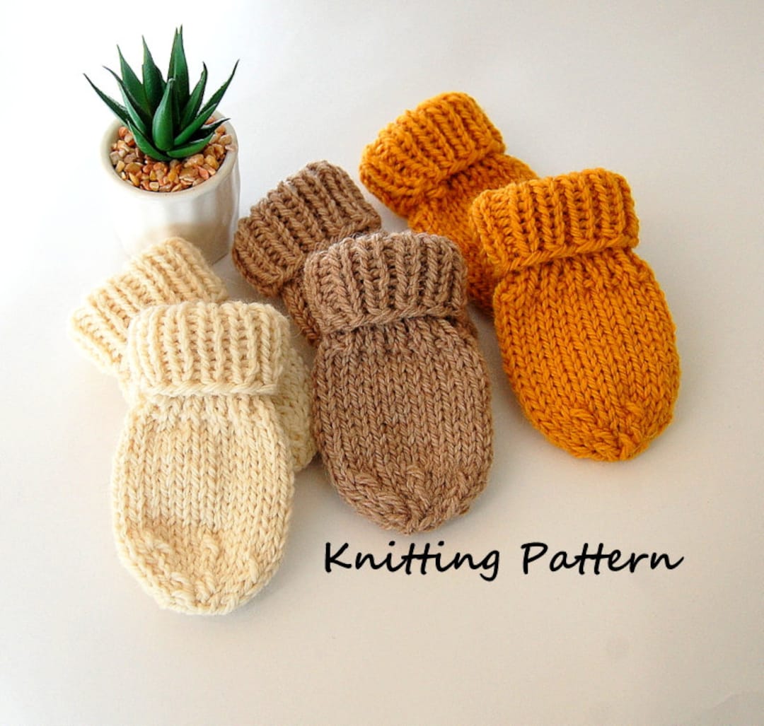 KNITTING PATTERN Easy Mittens Pattern Thumbless Newborn Baby Boy Baby ...