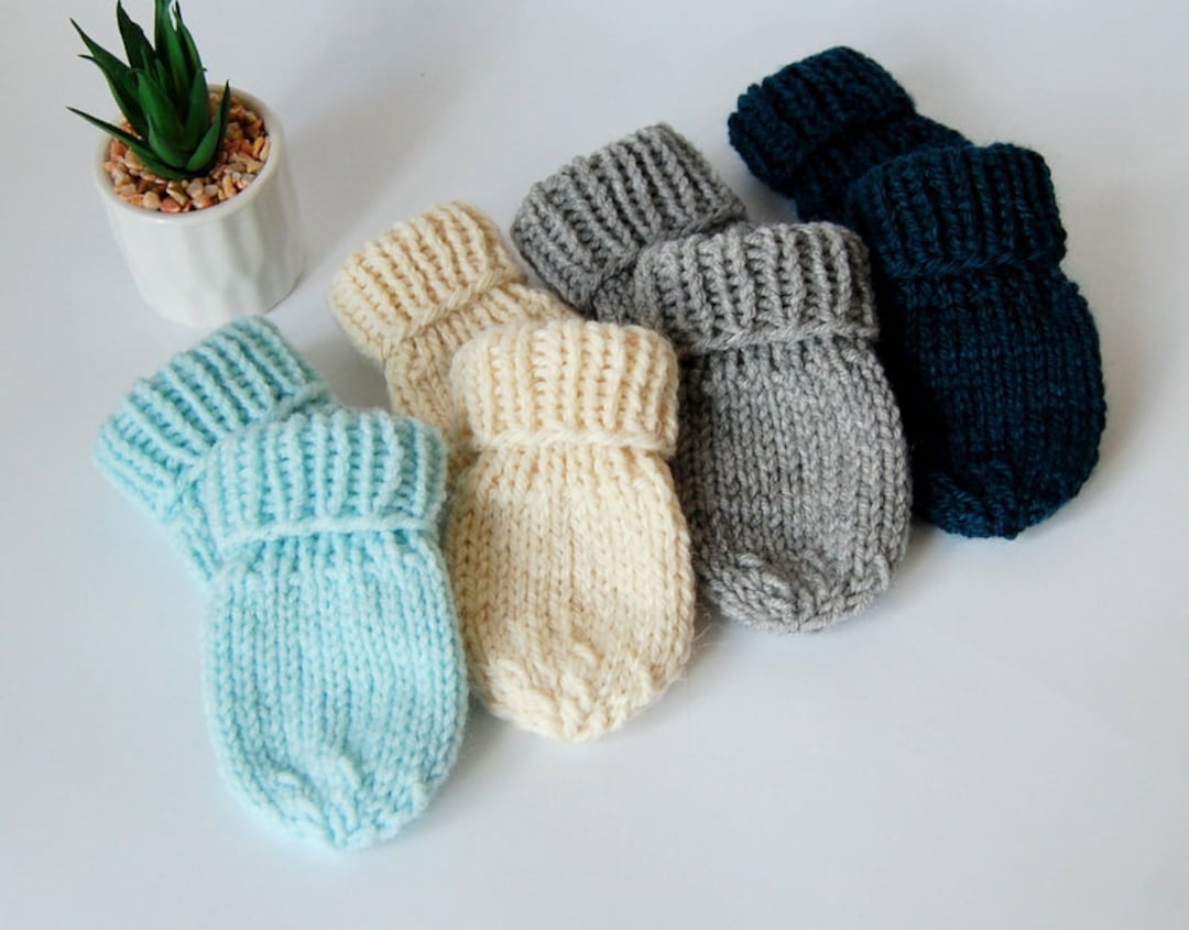 KNITTING PATTERN Easy Mittens Pattern Thumbless Newborn Baby Boy Baby ...
