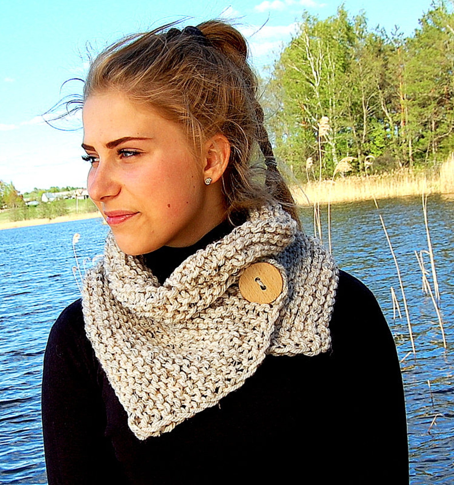 KNITTING PATTERN Button Cowl Scarf Pattern / Easy Neckwarmer Pattern - Etsy
