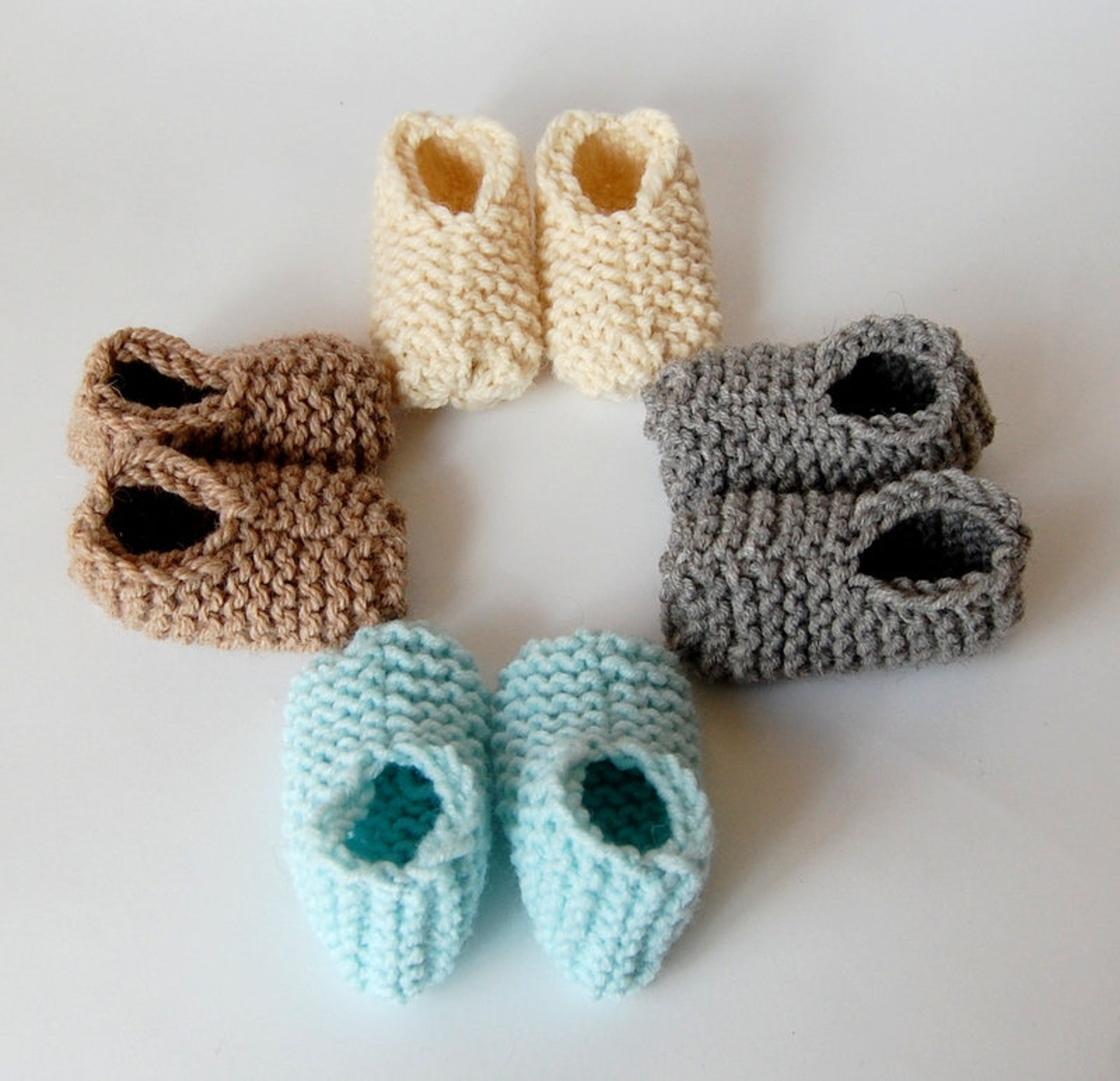 KNITTING PATTERN Easy Baby Booties for Baby Boy / Baby Girl , Newborn ...