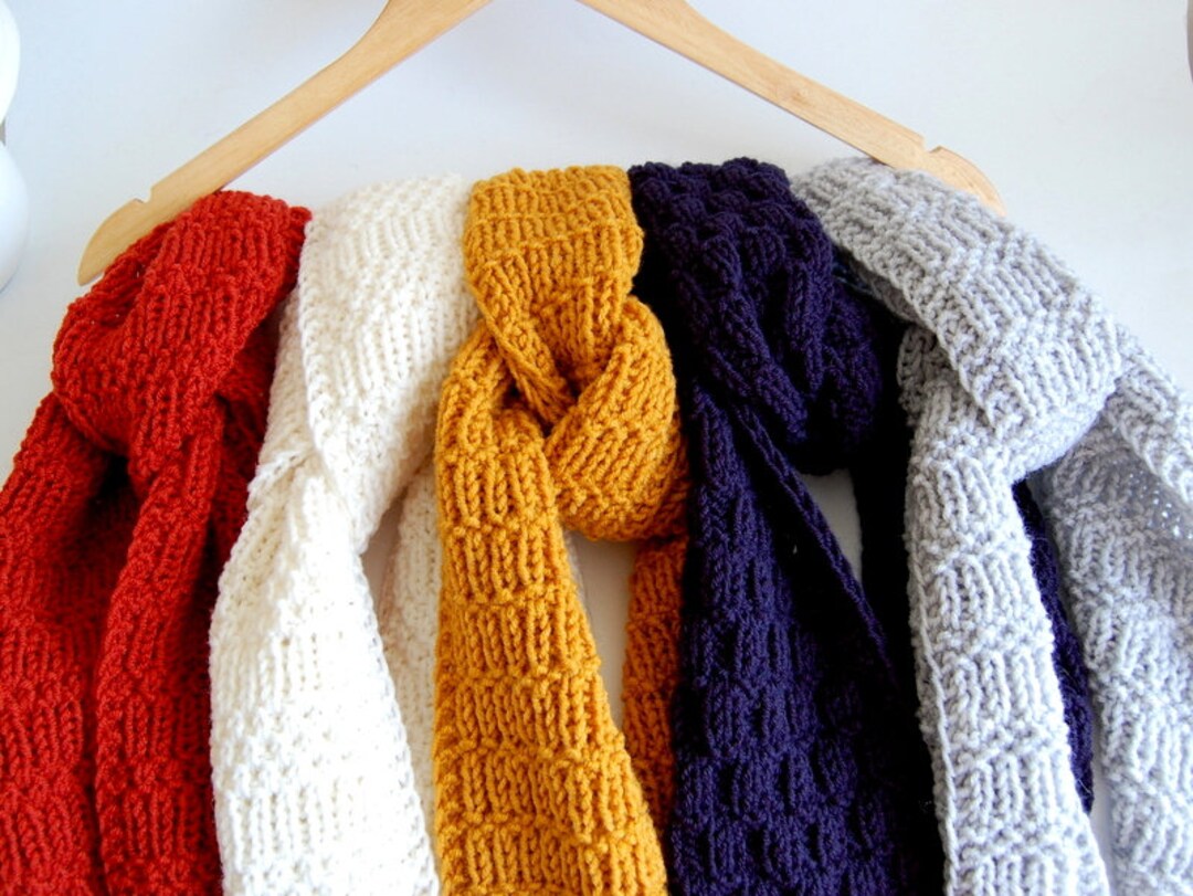 KNITTING PATTERN Five Easy Beginner Scarves Classic Scarf for Adult ...