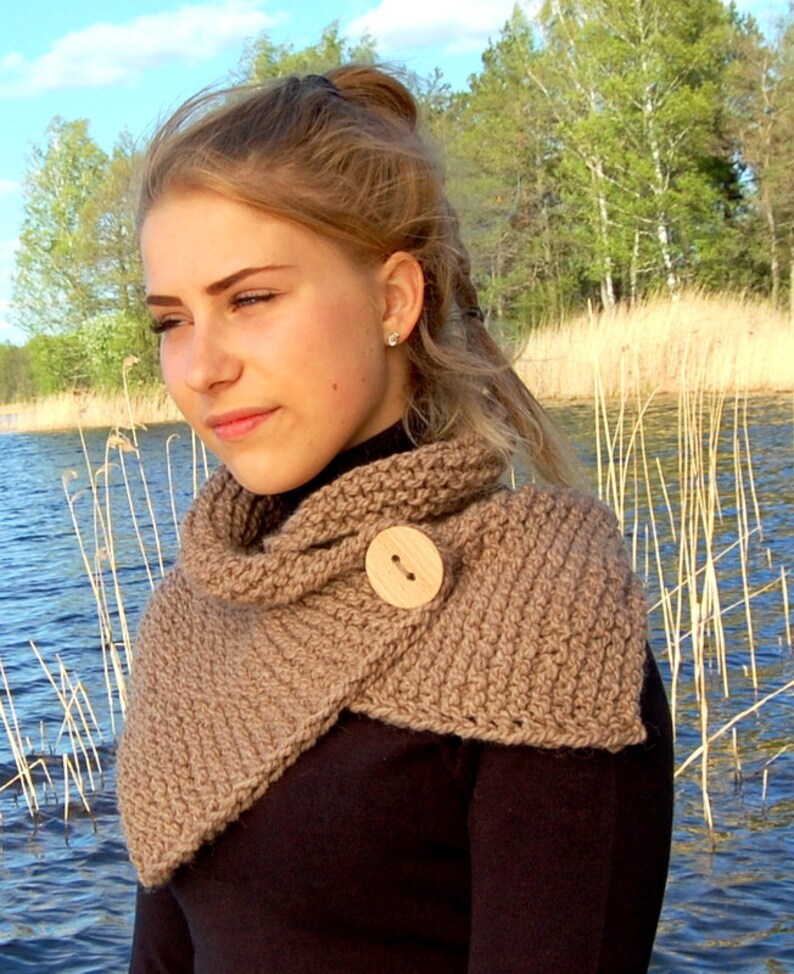 KNITTING PATTERN Button Cowl Scarf Easy Scarf Pattern - Etsy