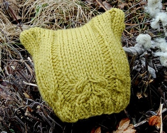 KNITTING PATTERN Cable Knit Baby Cat Kit Hat Pattern | Etsy