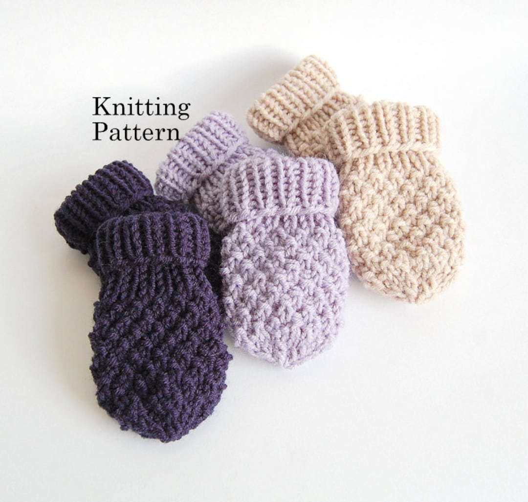 KNITTING PATTERN Easy Baby Thumbless Mittens Pattern Newborn Baby Boy ...