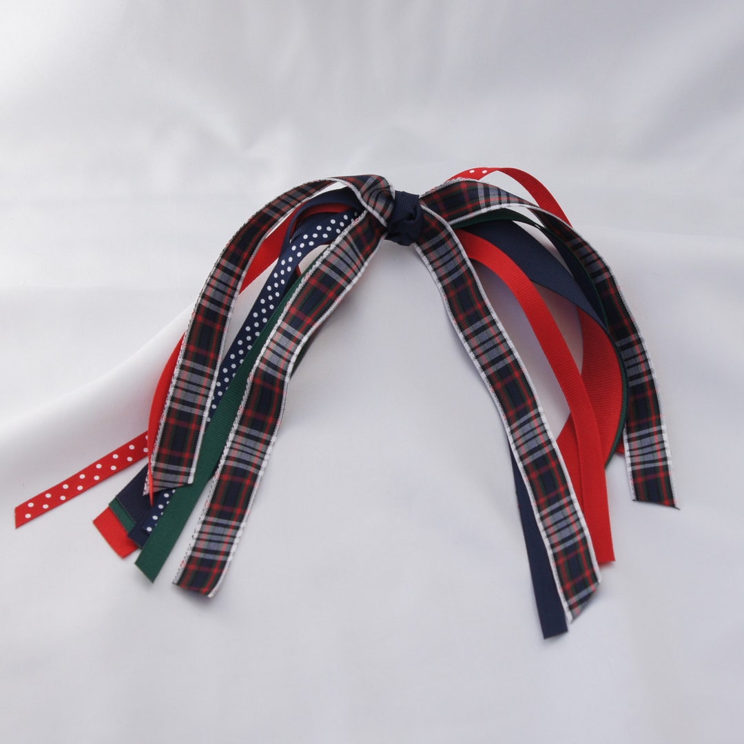 School Uniform Ponytail Streamers - Harbor Day Plaid - Etsy