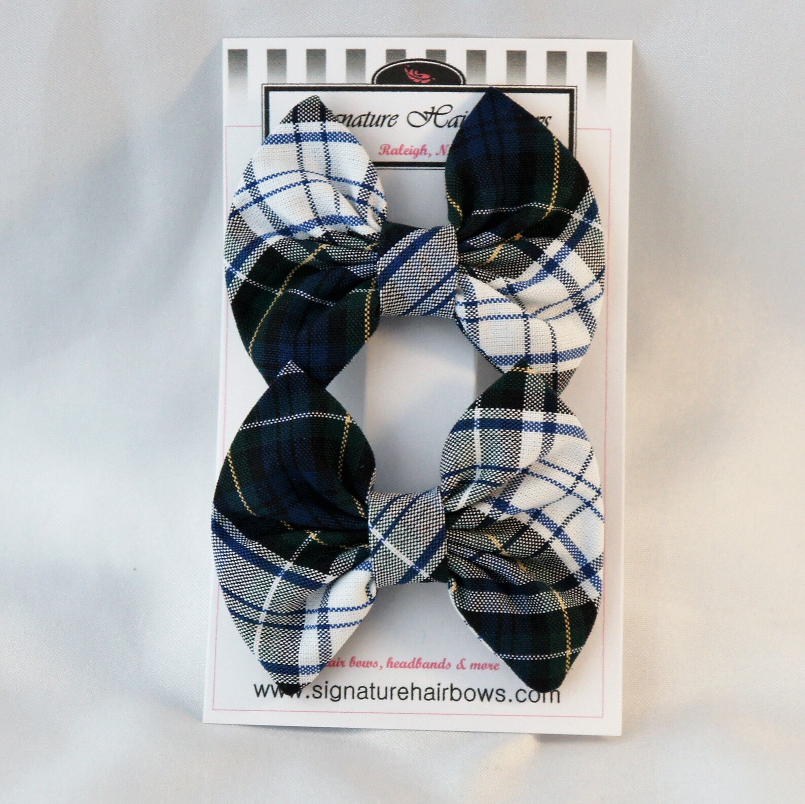 School Uniform Plaid Bow pigtail Mini Set White Plaid - Etsy