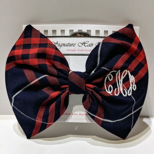 School Uniform Plaid Bow Pigtail Mini Set Red and Navy | Etsy
