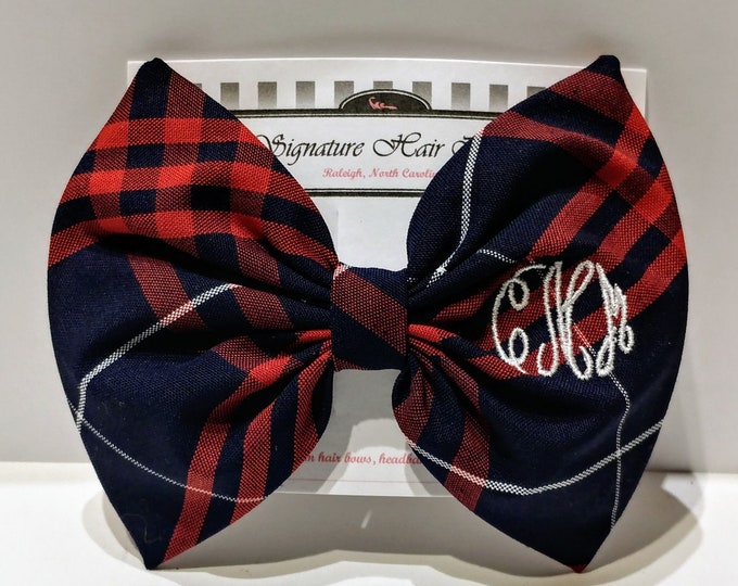 School Uniform Plaid Bow - Triple Monogram - Etsy