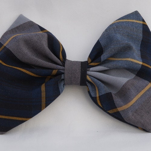 School Uniform Monogrammed Button Bow Classic Navy Plaid - Etsy