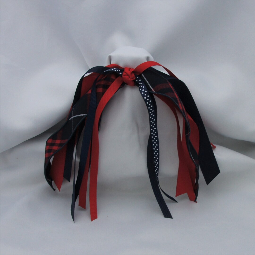 Ponytail Streamers - Red and Blue Plaid - Etsy