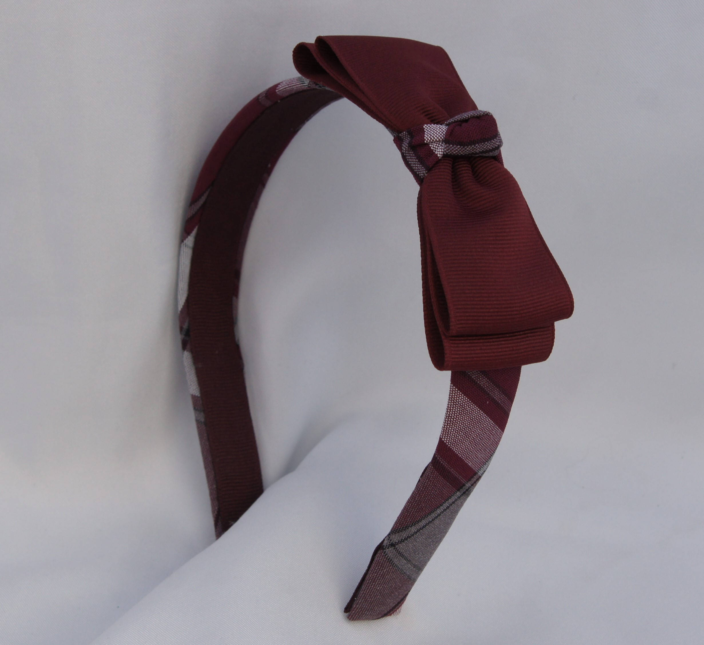 School Uniform Plaid Headband with Bow Maroon | Etsy