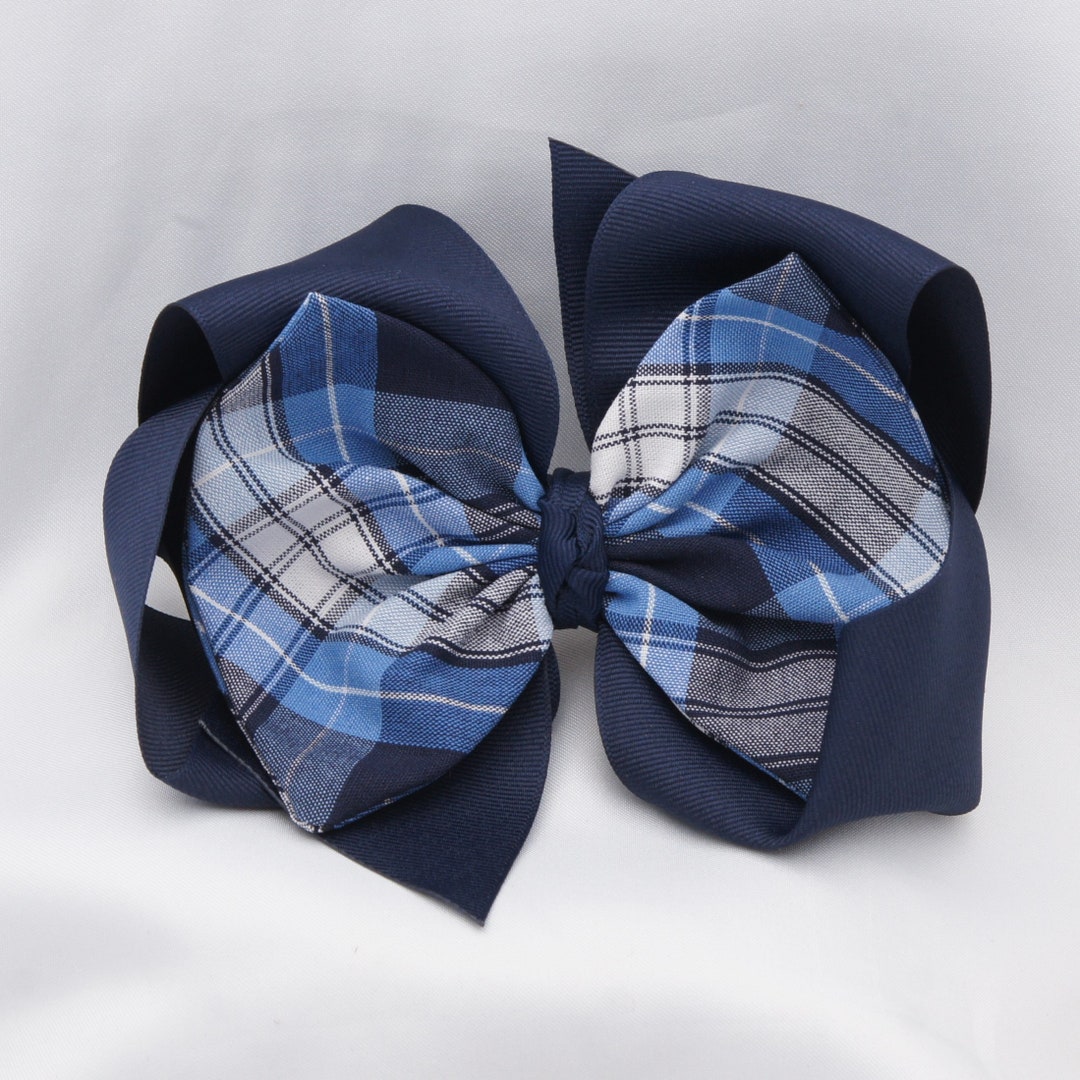 Southern Size School Uniform Hair Bow - Clear Blue Plaid - Etsy