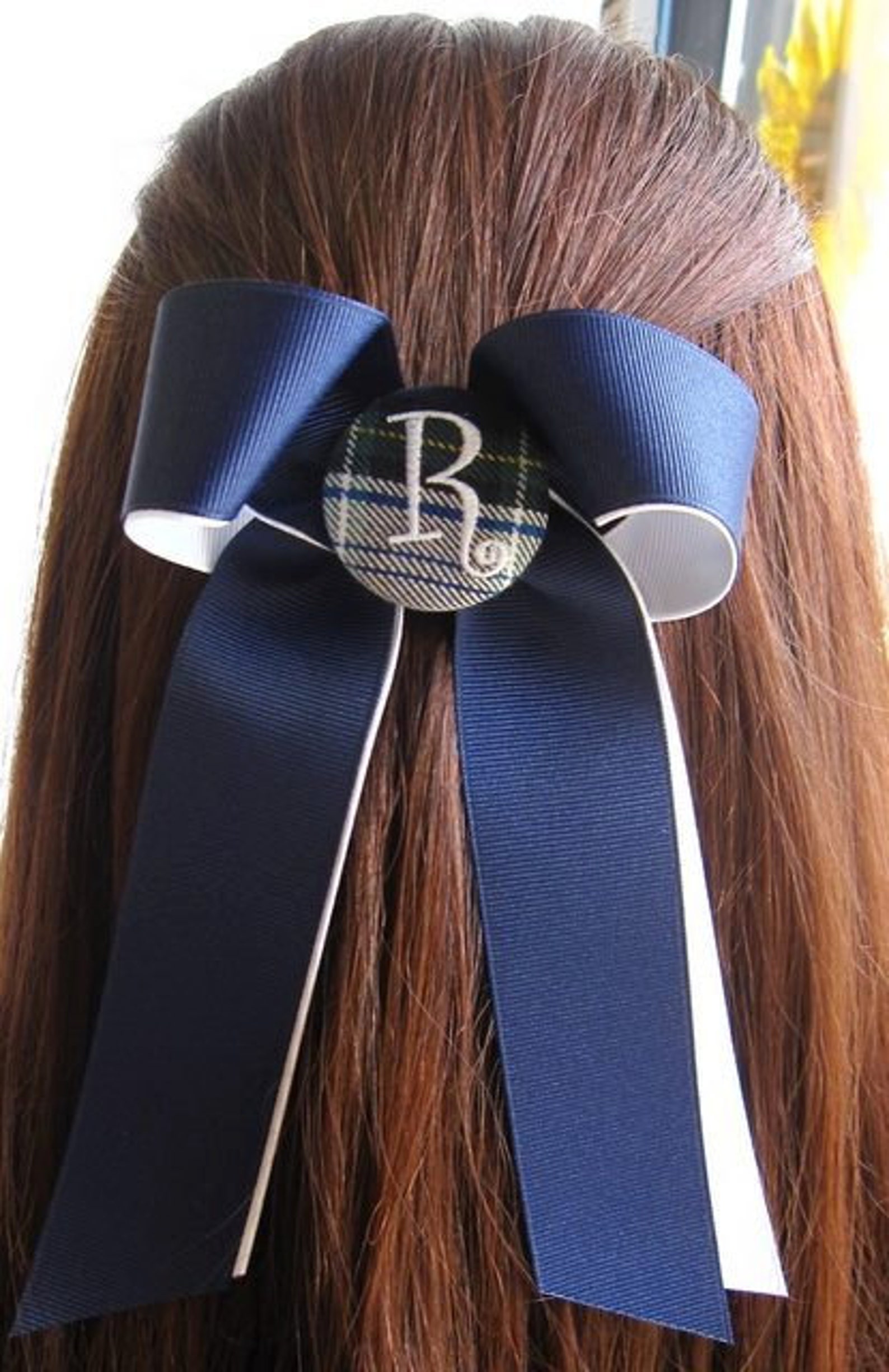 Monogrammed School Uniform Button Bow With Tails - Etsy