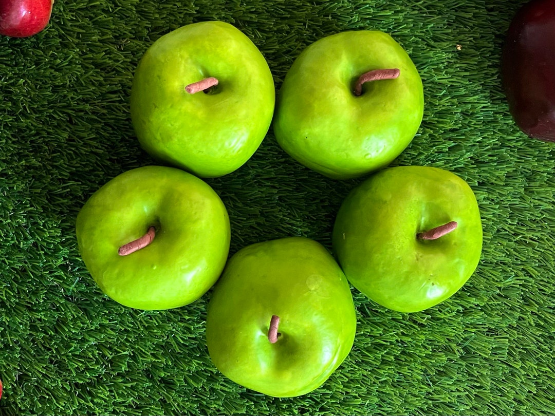Five Vintage Large Artificial Green Apples - Etsy