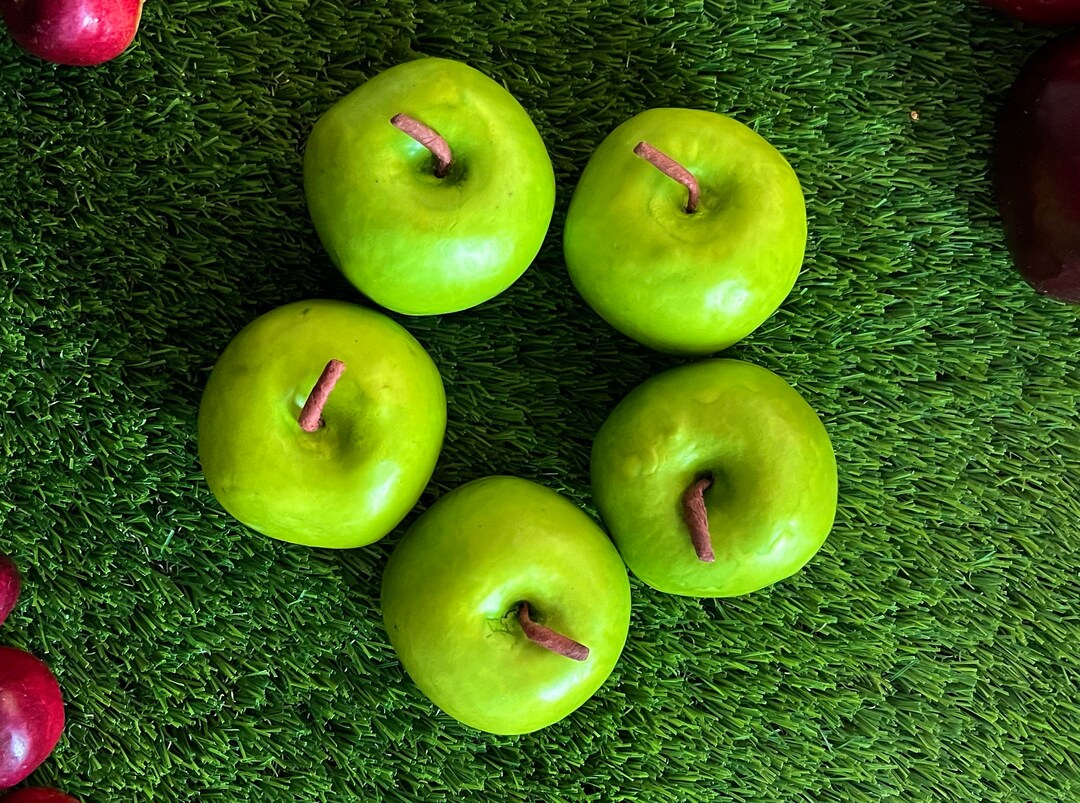 Five Vintage Artificial Green Apples - Etsy