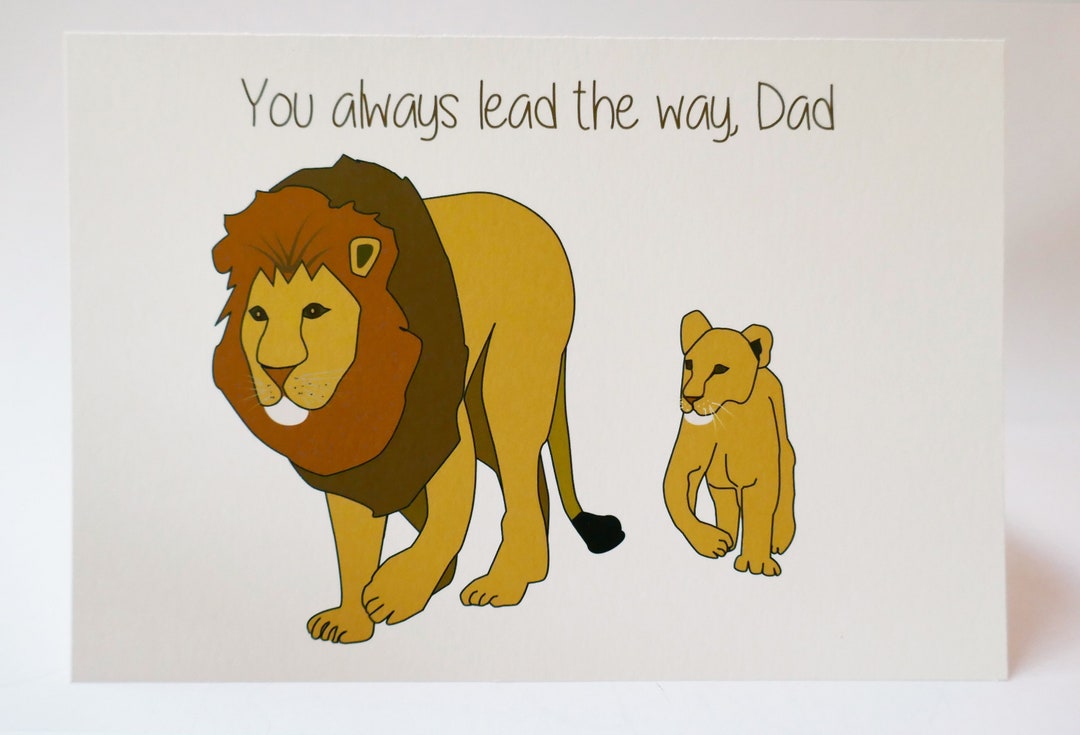 Lion Cub Father's Birthday Greeting Card - Lion Card for Dad - Animal ...