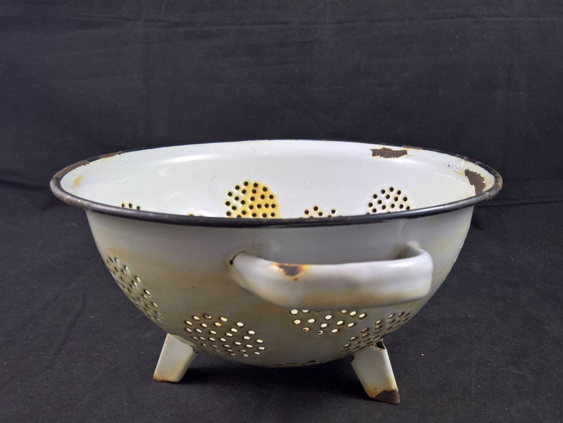 Antique colander set set of colanders enamel enamel colander | Etsy