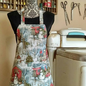 Snowman Apron-winter on the Farm - Etsy