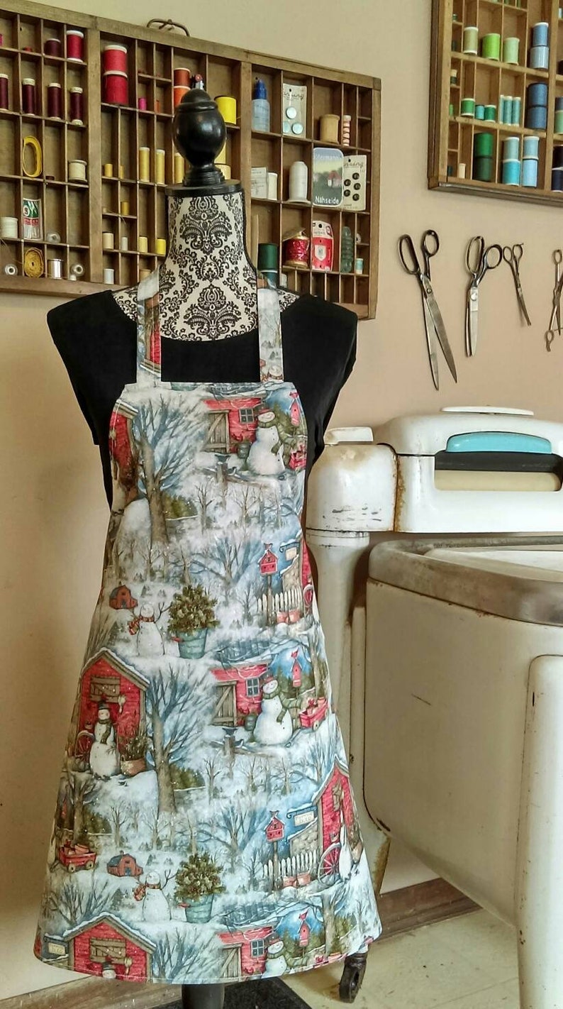 Snowman Apron-winter on the Farm - Etsy