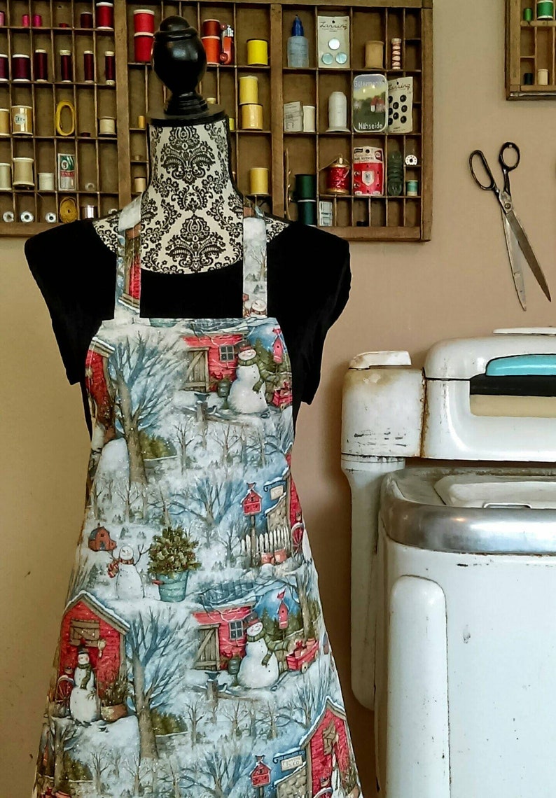 Snowman Apron-Winter on the Farm | Etsy