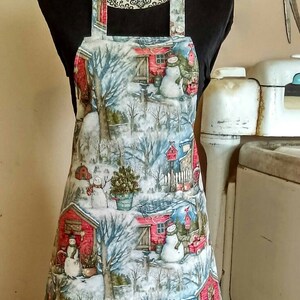 Snowman Apron-winter on the Farm - Etsy
