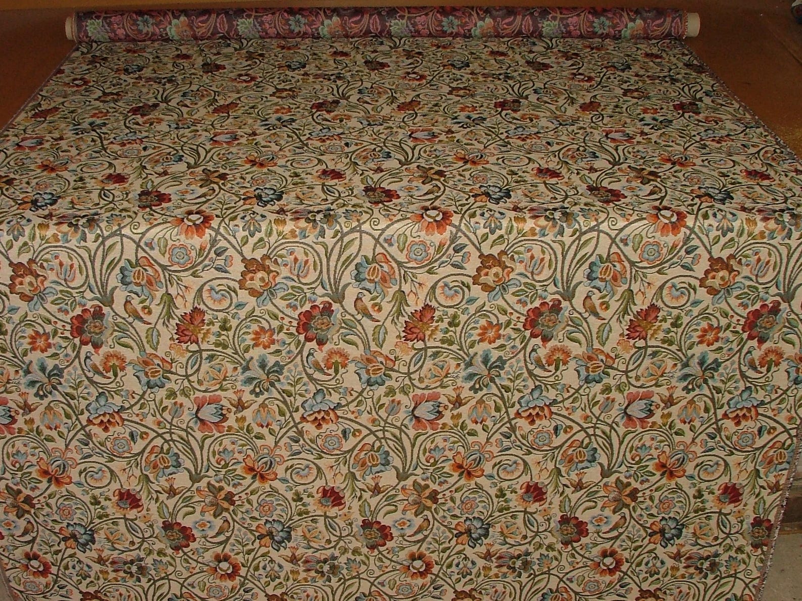 Jacobean Floral Tapestry Fabric Curtain Upholstery Cushion Soft ...