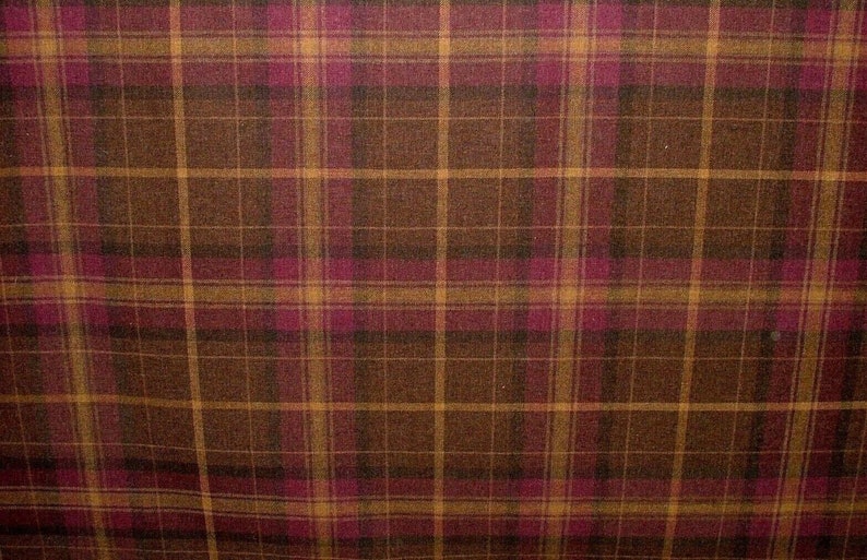 100% Shetland Wool Heather Brindle Gold Tartan Upholstery Curtain ...