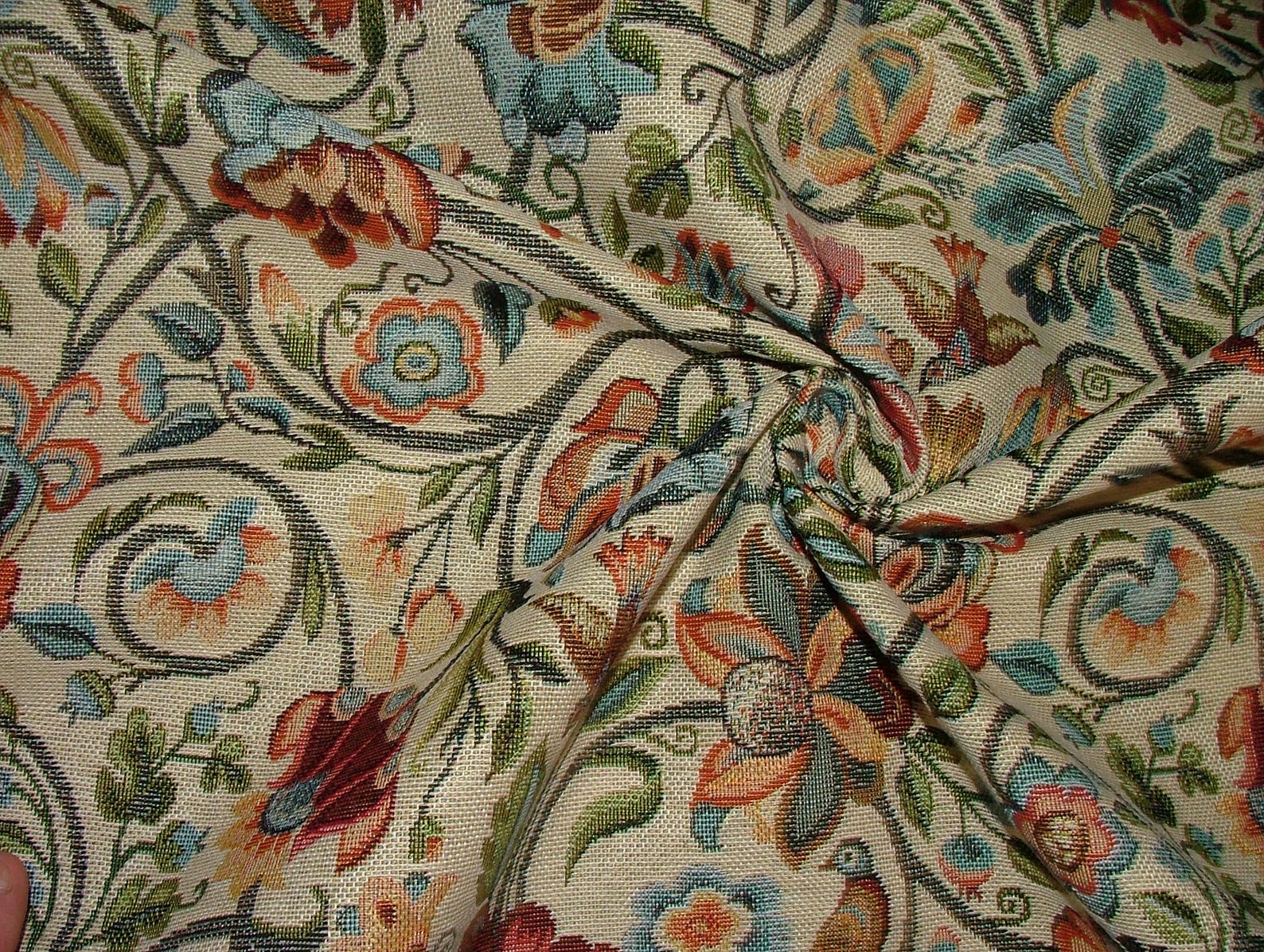 Jacobean Floral Tapestry Fabric Curtain Upholstery Cushion Soft ...