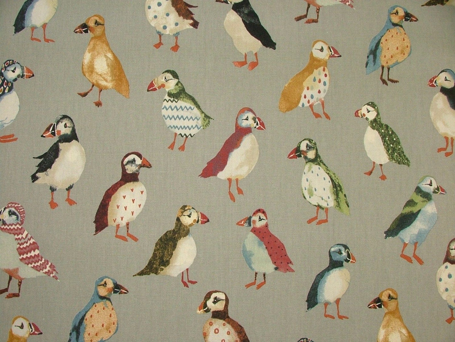 Puffin Birds Pumice Coastal Nautical Seaside Theme Cotton | Etsy