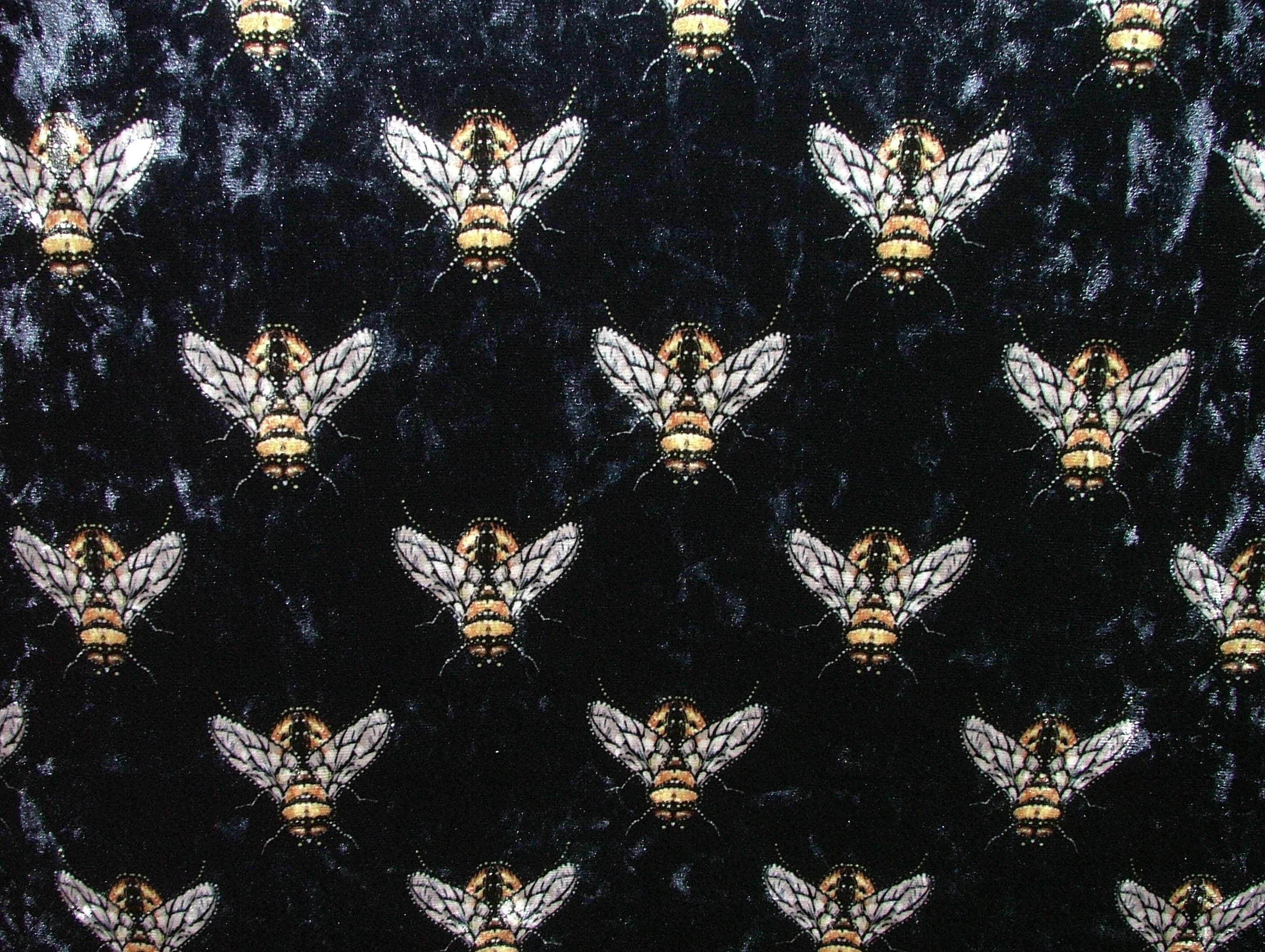 Navy Blue Luxurious Bees Plush Velvet Bee Fabric Curtain - Etsy