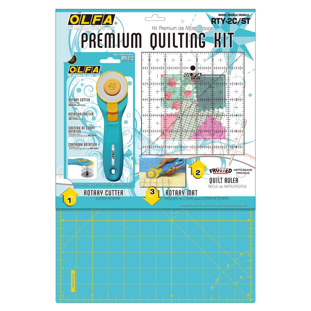 Olfa RTY-2C\STQR-RC Teal Premium Rotary Cutter Cutting Mat Quilt Making ...