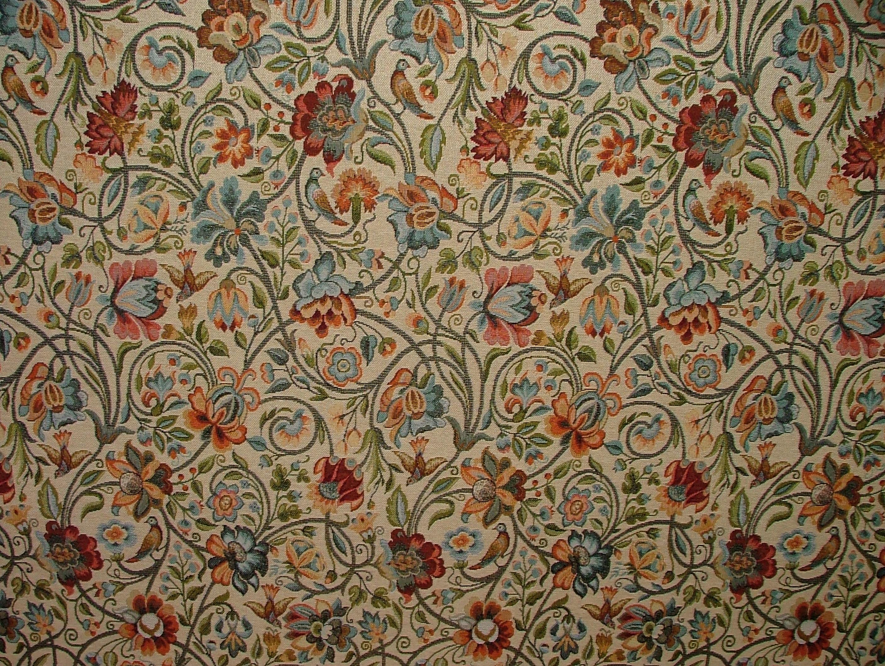 Jacobean Floral Tapestry Fabric Curtain Upholstery Cushion Soft ...