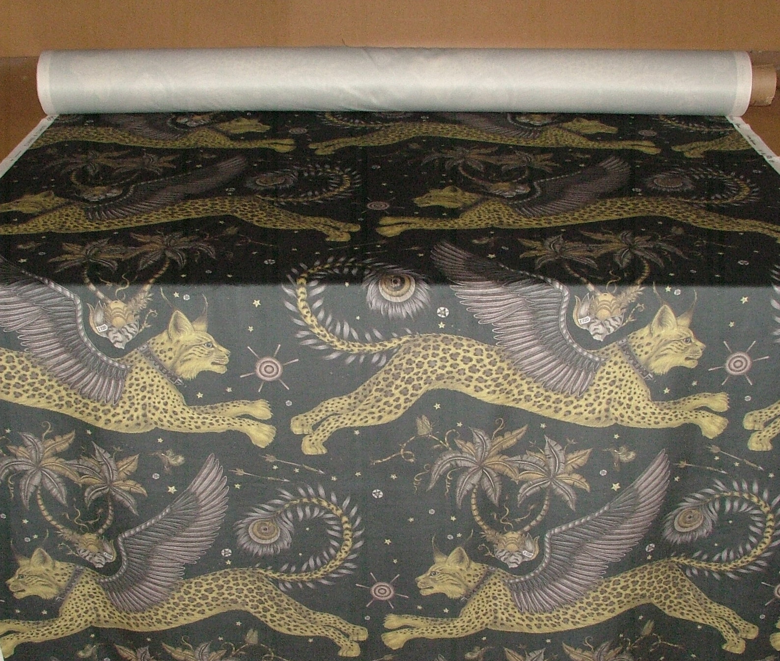Emma J Shipley Lynx Charcoal Grey Velvet Fabric Clarke & Clarke Curtain ...
